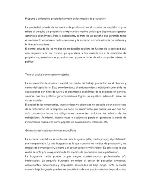 Diez Características Del Capitalismo Pdf Capitalismo Precios