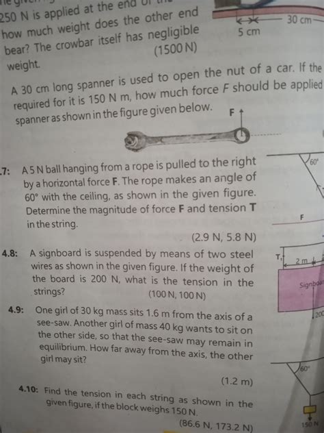 Physics Problems On Torque Tension And Equilibrium A 30 Cm Long Spanne