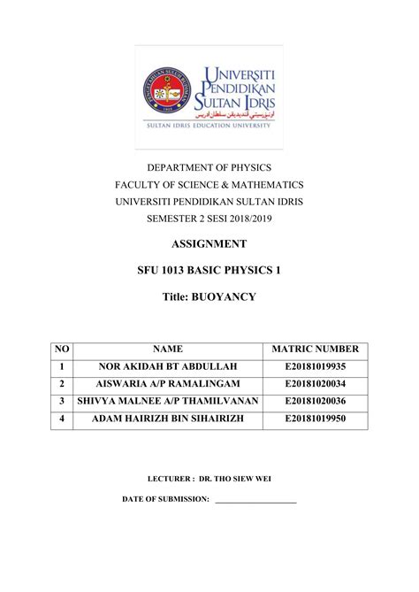 Physics Assignment 1