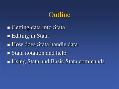 Ppt Stata Getting Starting And Being Productive With Va Data Powerpoint Presentation Id3766694
