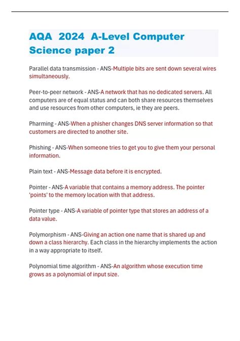 Aqa 2024 A Level Computer Science Paper 2 Aqa 2024 A Level Computer