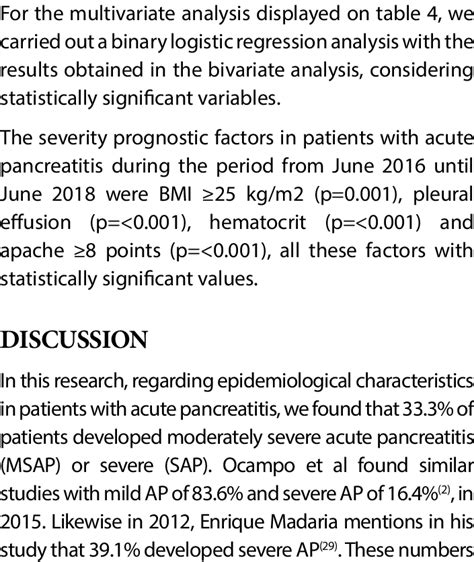 Multivariate Analysis Of Severity Prognostic Factors Of Acute Pancreatitis Download