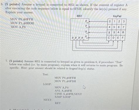 Solved 8051 6 5 Points Assume A Keypad Is Connected To