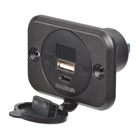 Narva Heavy Duty Usb Usb C Socket With Volt Amp Meter Nold Trading