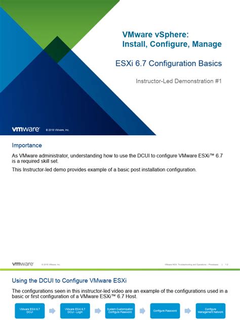 Vmware Esxi 67 Basic Esxi Host Configuration V3 Pdf V Mware Computer Networking