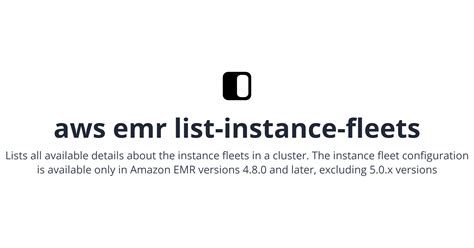 Aws Emr List Instance Fleets Fig
