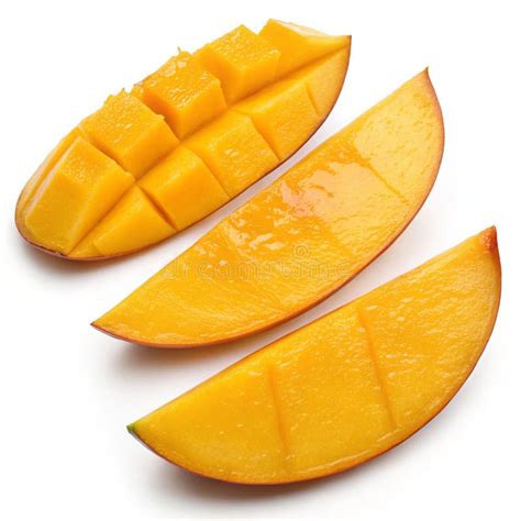 Sliced Mango Pieces Isolated On White Background Stock Illustration Illustration Of