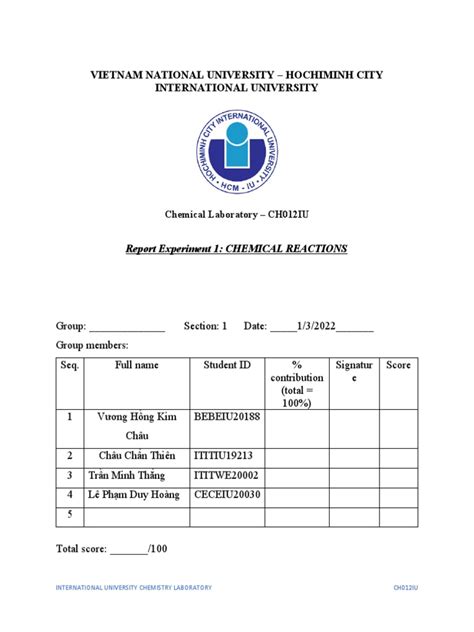 Report Experiment 1 Chemistry Laboratory Pdf Chemistry Chemical