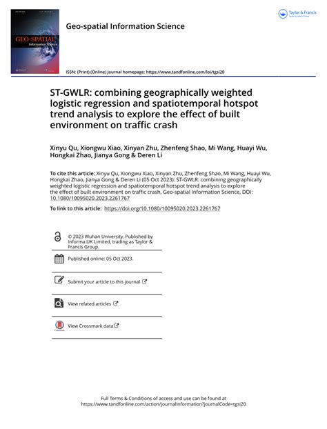 Pdf St Gwlr Combining Geographically Weighted Logistic Regression And Spatiotemporal Hotspot