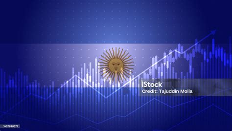 아르헨티나의 경제 무역 성장 플래그 촛대 그래프 주식 시장 거래소 및 그래프 차트 비즈니스 금융 돈 투자 디스플레이 보드에 벡터