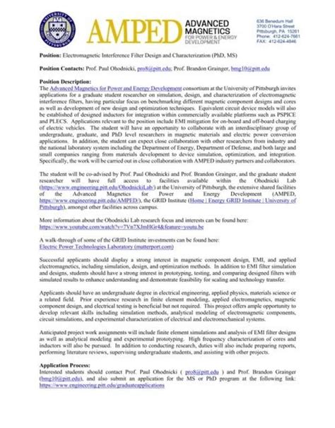 💡 Funded Phd Ms Position Electromagnetic Interference Filter Design And Characterization 🌐