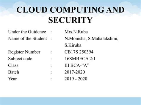 Security On Cloud Computing Pptx