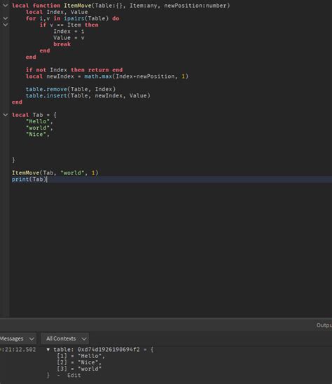 Move Table Elements Scripting Support Developer Forum Roblox