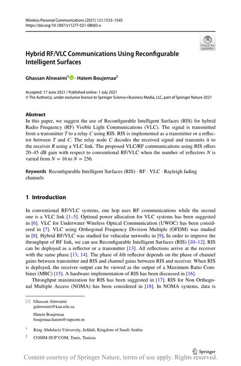 Hybrid Rfvlc Communications Using Reconfigurable Intelligent Surfaces