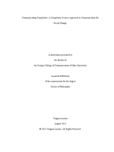 Communicating Complexity A Complexity Science Approach To