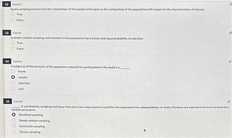 Solved Quota Sampling Ensures That The Composition Of The