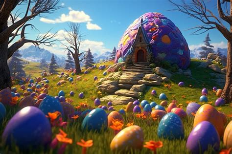 Springtime Symphony Easter Egg Background Premium Ai Generated Image