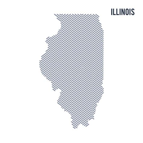 Vector Abstract Hatched Map Of State Of Illinois Isolated On A White Background Stock Vector
