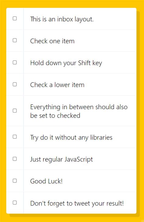 Javascript 30 Days Challenge Hold Shift And Check Checkboxes