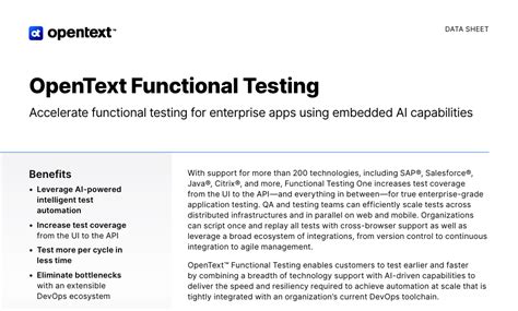 explore the opentext functional testing data sheet