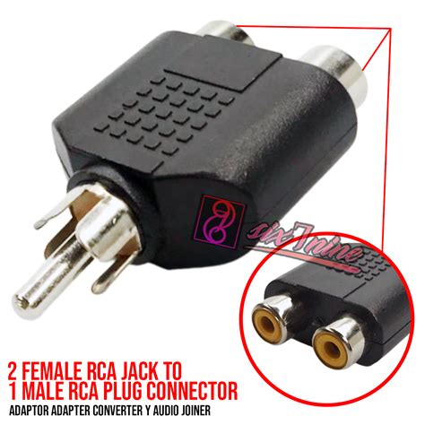 2 Female Rca Jack To 1 Male Rca Plug Connector Adaptor Adapter Converter Y Audio Joiner Lazada Ph