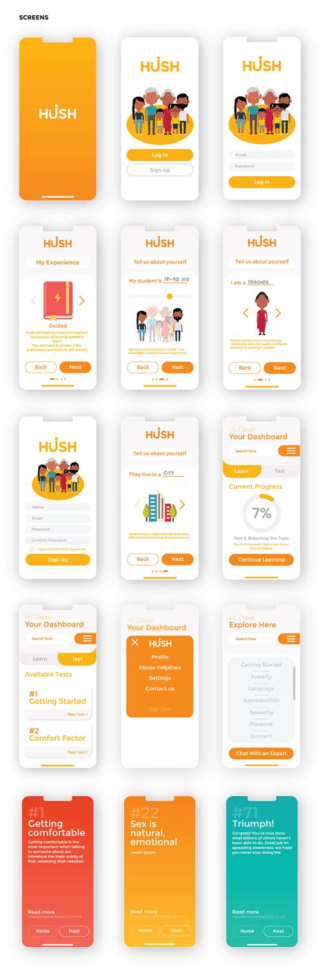 HUSH Sex Pedagogy App UI UX On Behance