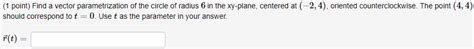 Solved Point Find A Vector Parametrization Of The Chegg Com