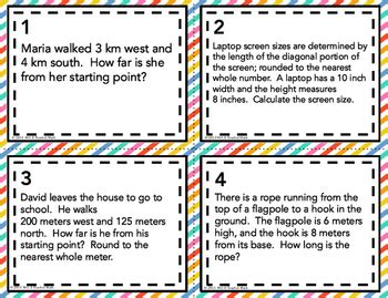 Pythagorean Theorem Word Problems Task Cards By Mrs E Teaches Math