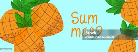 파인애플과 장난기 넘치는 손글씨가 있는 밝은 여름 삽화 밝은 파란색 배경에 재미있는 열대 디자인 배너 카드 및 시즌 프로모션에 적합합니다 벡터 일러스트 레이 션 0명에 대한