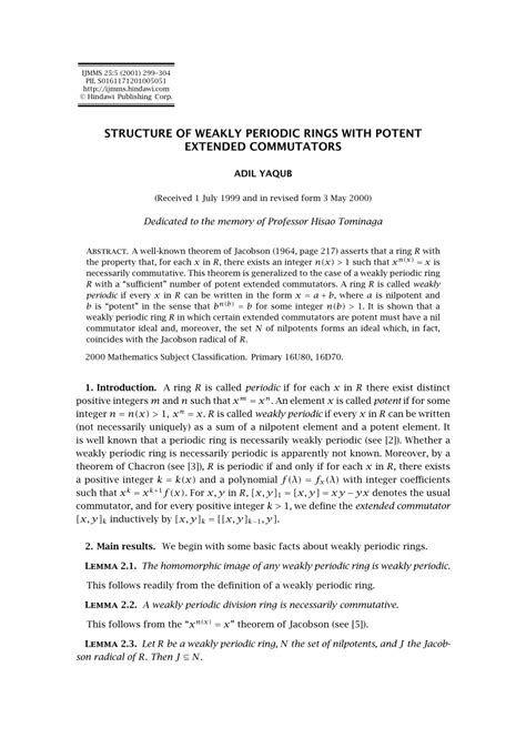 PDF Structure Of Weakly Periodic Rings With Potent Extended Commutators