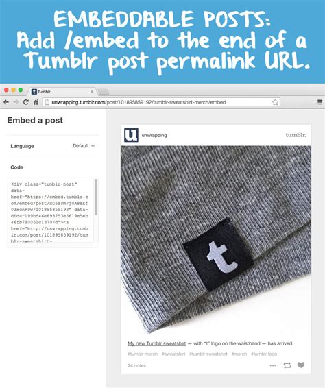 Embedding Tumblr Posts Tumblr Offers Embed Codes To Place A Published