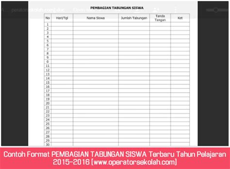 Contoh Format Pembagian Tabungan Siswa Terbaru Tahun Pelajaran 2015 2016 [ Operatorsekolah