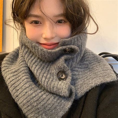 드레시백 11 비키 넥워머 터틀넥 골지 니트 뜨개 바라클라바 방한 쁘띠 털 목도리 케이프 머플러 목폴라 숄 발라클라바 겨울 데일리 레이어드 스카프 셋업 목토시 단추 망토