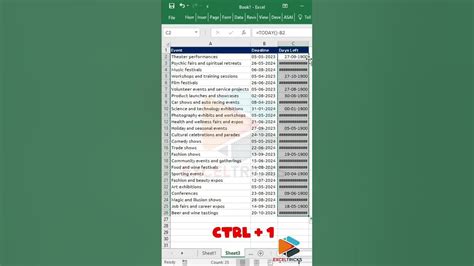 how do i calculate days remaining from today in excel excel tricks exceltricks viral