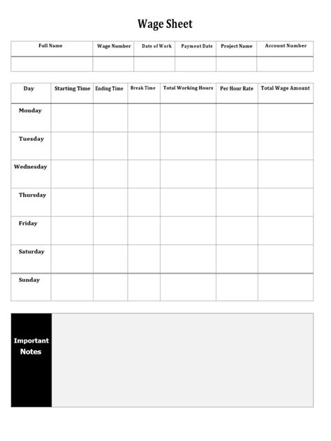 Wage Sheet Template Free Payslip Templates