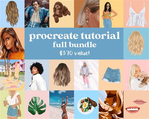 Procreate Digital Illustration Tutorial Bundle Full Bundle Etsy