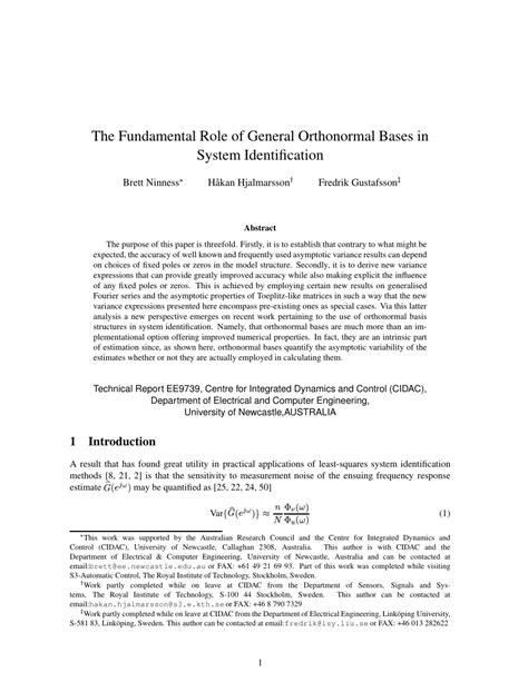 Pdf The Fundamental Role Of General Orthonormal Bases In System