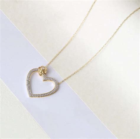 Moissanite Diamond Eternity Pendant Heart Shape Rose Gold Necklace 0 50 Ct Genuine Moissanite