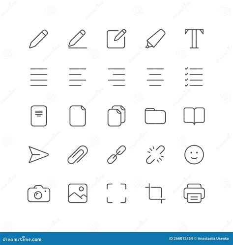 Outline Icon Collection For Ui Vector Thin Line Illustration Set Document Editing Font