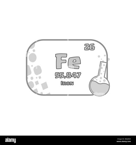 Iron Chemical Icon Fe Periodic Table Atomic Number Twenty Six