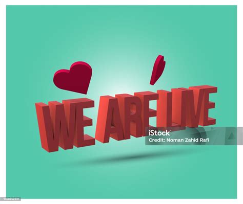 우리는 청록색 배경으로 라이브 3d 페이스 북과 인스 타 그램 발표 배너입니다 3d 레드 우리는 두 개의 심장을 가진 라이브 3d 그림입니다 0명에 대한 스톡 벡터 아트 및