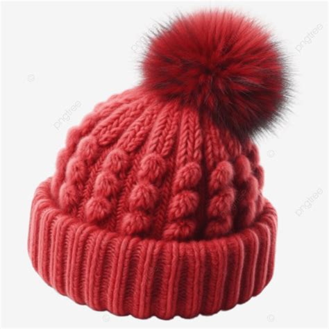 흰색 배경에 격리된 전통적인 디자인의 빨간색 니트 겨울 보블 모자 폼폼 상단이 있는 수제 털모자 빨간색 뜬 겨울 Png 일러스트 및 이미지 에 대한 무료 다운로드