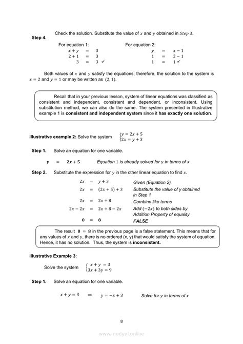 math 8 module 16 solving systems of linear equations in two variables