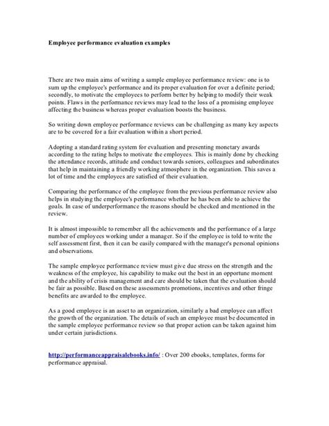 Employee Performance Evaluation Examples