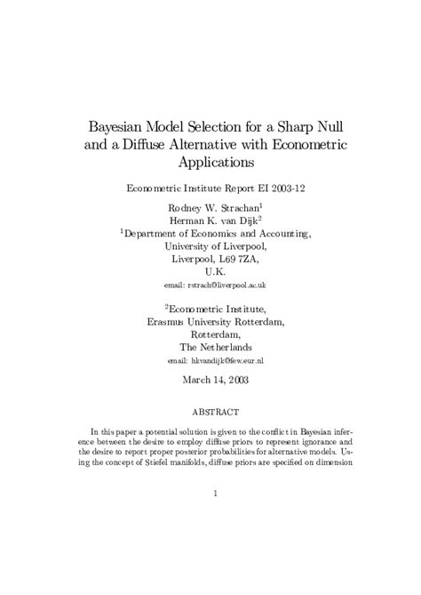 Pdf Bayesian Model Selection For A Sharp Null And A Diffuse