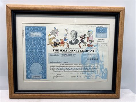 Stock Certificate Walt Disney Company 2000 Vintage Original 1 Share