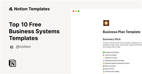 Top 10 Free Business Systems Templates Notion Template Marketplace