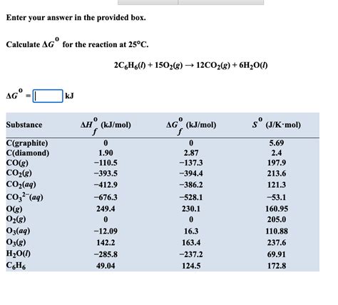 Solved Enter your answer in the provided box Calculate ΔG Chegg