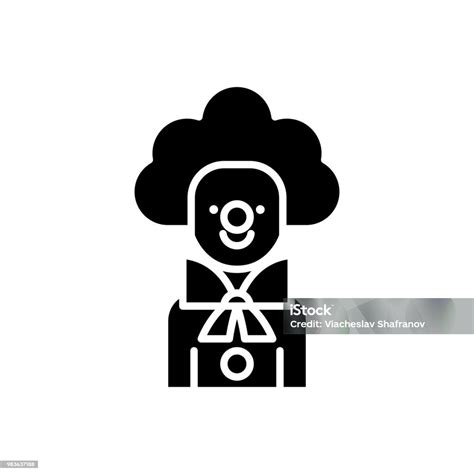 광대 블랙 아이콘 개념입니다 어릿광대 평면 벡터 기호 기호 그림입니다 개체 그룹에 대한 스톡 벡터 아트 및 기타 이미지 개체