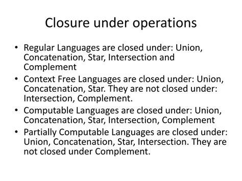 Ppt Chomsky Hierarchy Language Operations And Properties Powerpoint